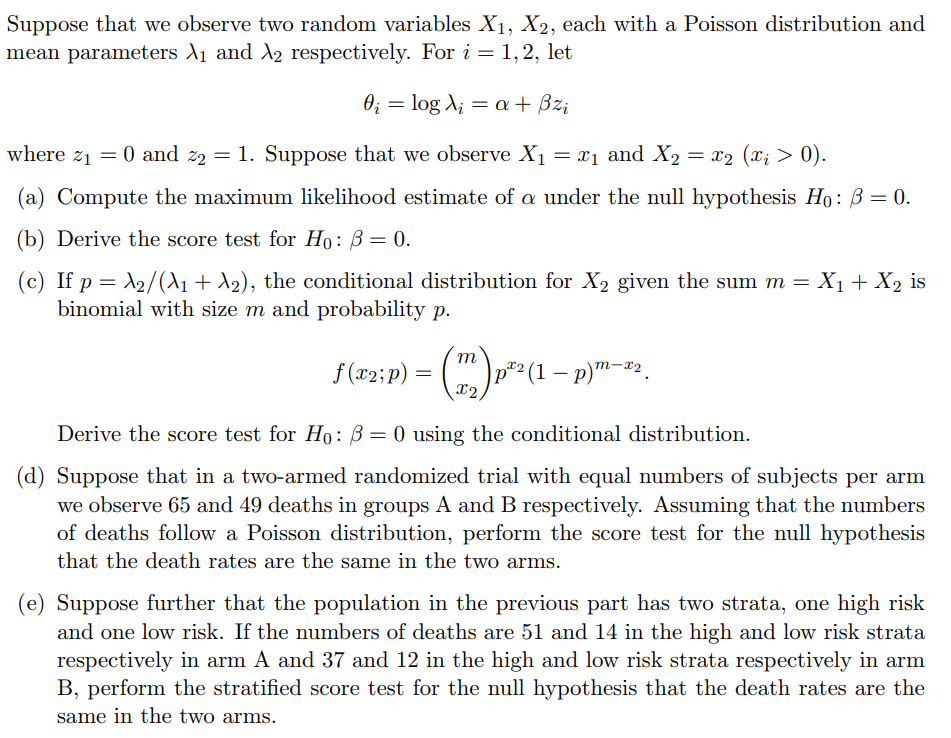 Suppose that we observe two random variables X1, X2, | Chegg.com