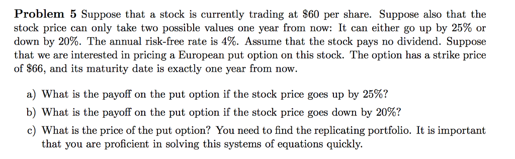 Solved Suppose that a stock is currently trading at $60 per | Chegg.com