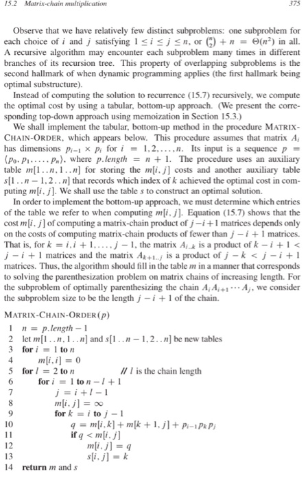 Solved 15.2-4 Describe the subproblem graph for matrix-chain | Chegg.com