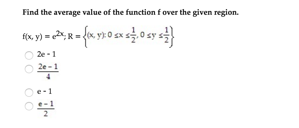 Solved Find the average value of the function f over the | Chegg.com