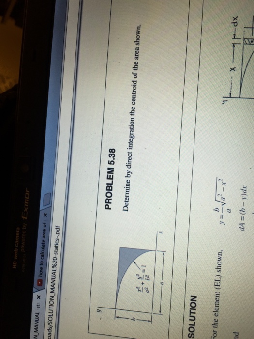 Solved Determine by direct integration the centroid of the | Chegg.com