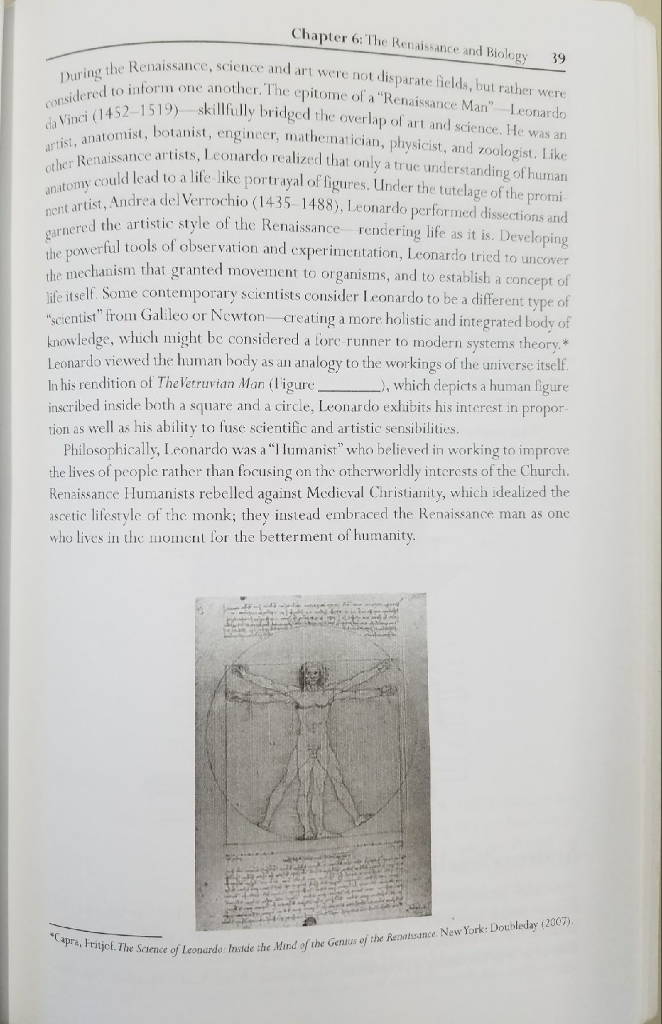 Solved CHAPTER 6 Renaissance and Biology lhe European | Chegg.com