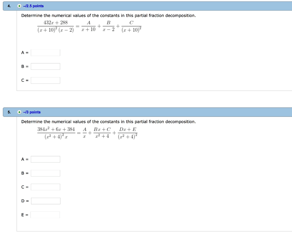 Solved Determine the numerical values of the constants in | Chegg.com
