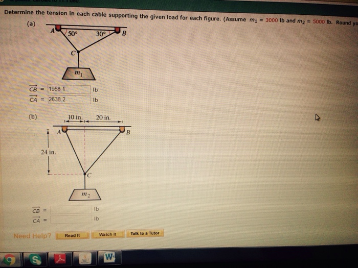 Solved Determine the tension in each cable supporting the | Chegg.com