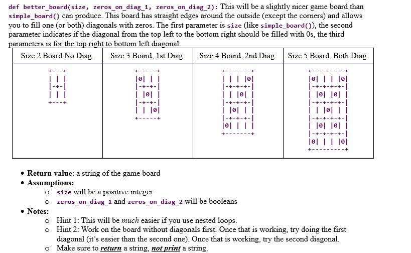 def better board(size, zeros on diag 1, zeros on diag | Chegg.com