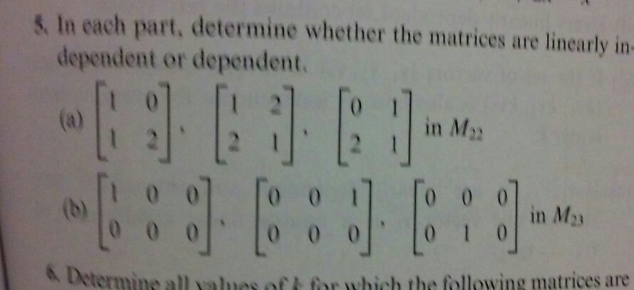 Solved In each part, determine whether the matrices are | Chegg.com