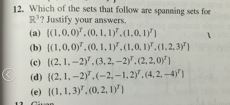Solved Which of the sets that follow are spanning sets for | Chegg.com