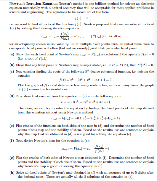 Solved Newton's Iteration Equation Newton's method is one | Chegg.com