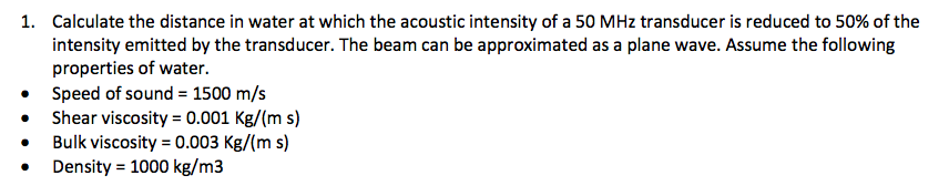 I. Calculate the distance in water at which the | Chegg.com