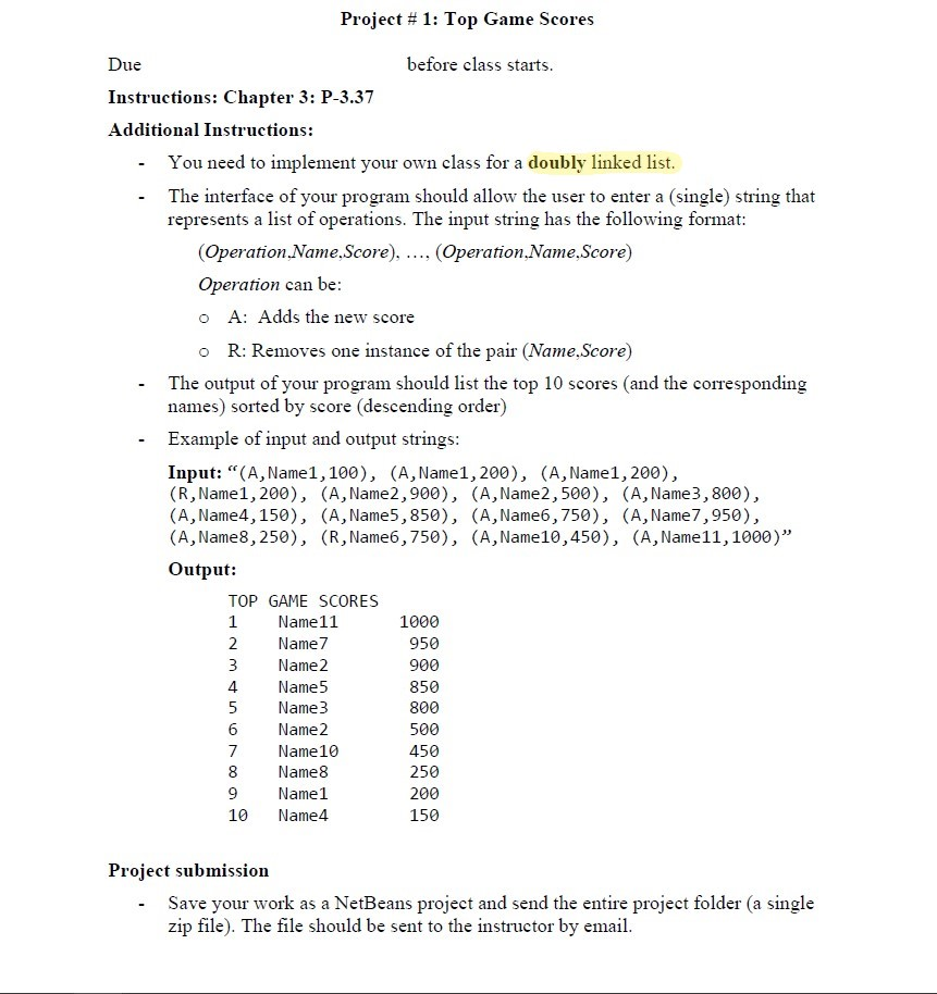 Solved P-3.37 Write a class that maintains the top ten | Chegg.com