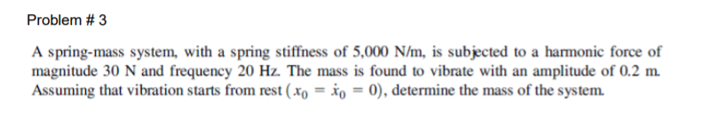 Solved Problem # 3 A spring-mass system, with a spring | Chegg.com