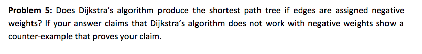 Solved Problem 5: Does Dijkstra's algorithm produce the | Chegg.com