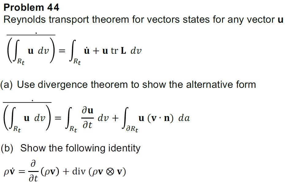 Problem 44 Reynolds transport theorem for vectors | Chegg.com