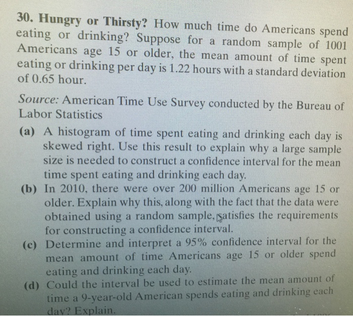 Solved Hungry or Thirsty? How much time do Americans spend | Chegg.com