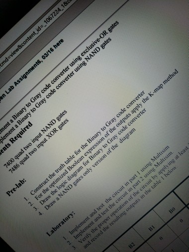 Solved 1. construct the truth table for the binary to gray | Chegg.com