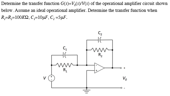 Solved Determine the transfer function G(s)=V0(s)/V(s) of | Chegg.com