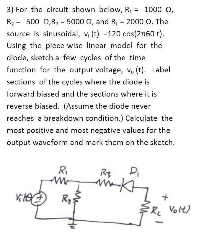 For the circuit shown below, R1 = 1000 Ohm, R2 = 500 | Chegg.com