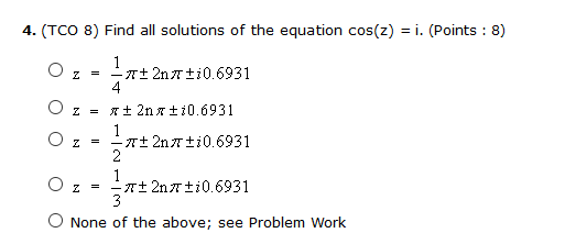 Solved Find all solutions of the equation cos(z) = i. | Chegg.com