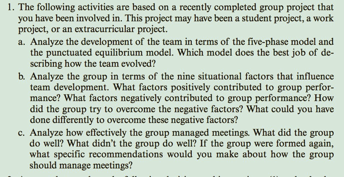 Solved 1. The following activities are based on a recently | Chegg.com