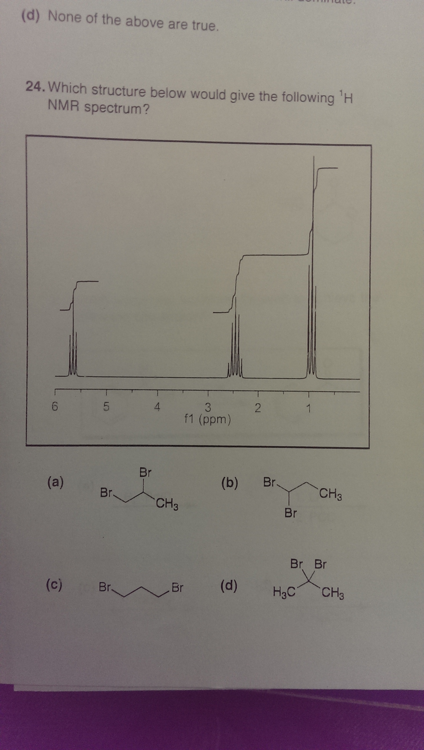 Solved Which structure below would give the following 1H NMR | Chegg.com