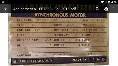 Solved A three-phase synchronous machine has the following | Chegg.com