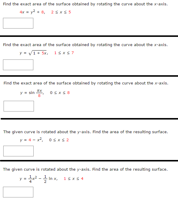 Solved Find the exact area of the surface obtained by | Chegg.com