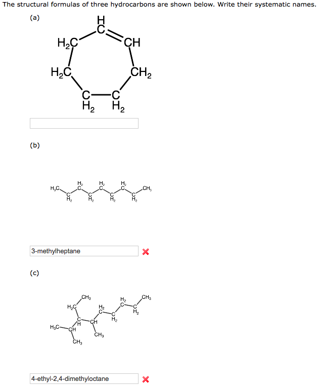 Solved The structural formulas of three hydrocarbons are | Chegg.com