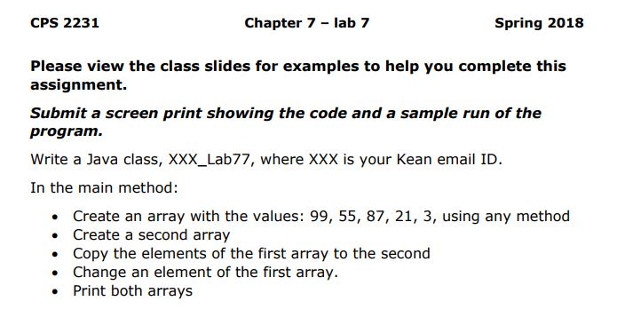 Solved CPS 2231 Chapter 7 - lab 7 Spring 2018 le Please view | Chegg.com