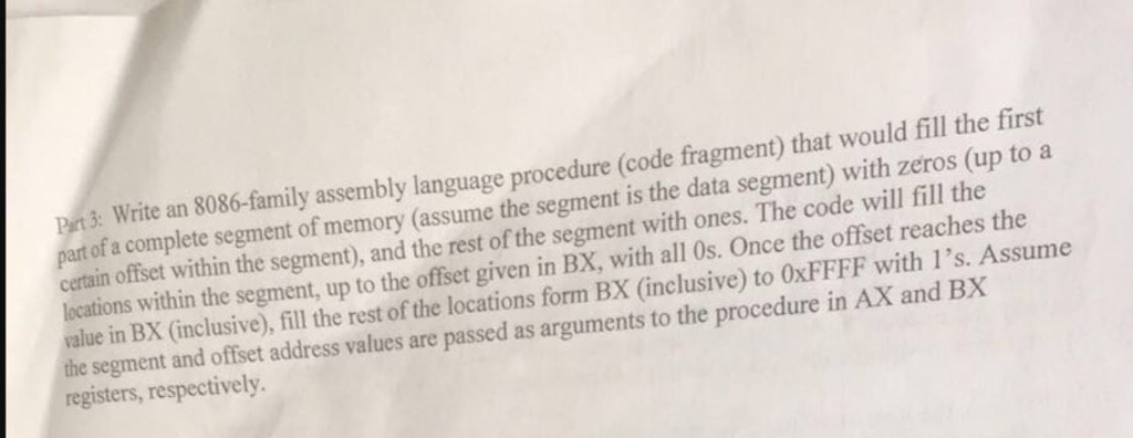Solved Write an 8086-family assembly language procedure | Chegg.com