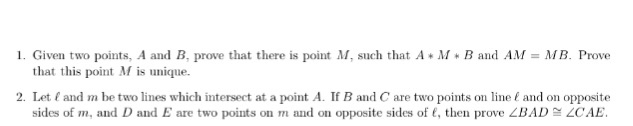 Solved Given two points, A and B, prove that there is point | Chegg.com