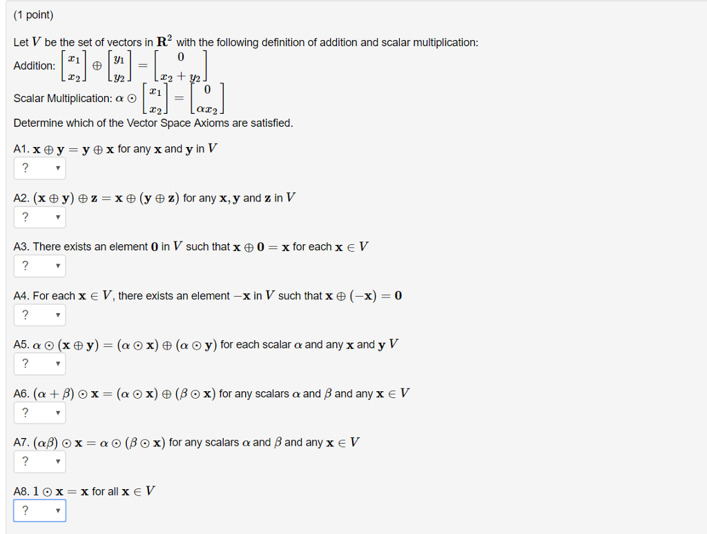 Solved Let V be the set of vectors in R^2 with the following | Chegg.com