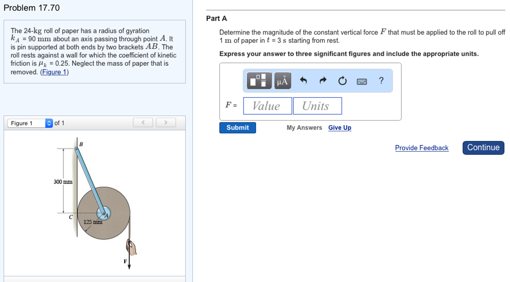 Solved The 24-kg roll of paper has a radius of gyration k_A | Chegg.com