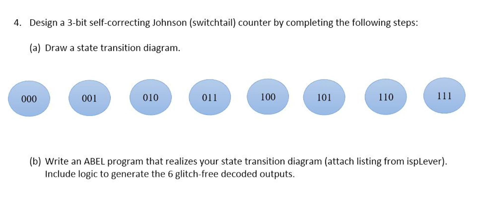 Design a 3-bit self-correcting Johnson (switchtail) | Chegg.com