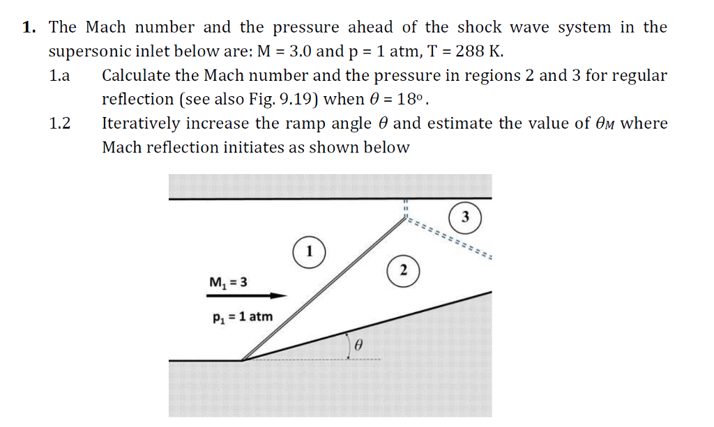 Solved 1. The Mach number and the pressure ahead of the | Chegg.com