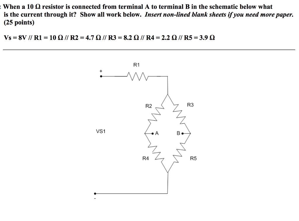 Solved When a 10 ? resistor is connected from terminal A to | Chegg.com
