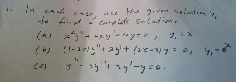 Solved In each case , use the given solution y1 to find a | Chegg.com