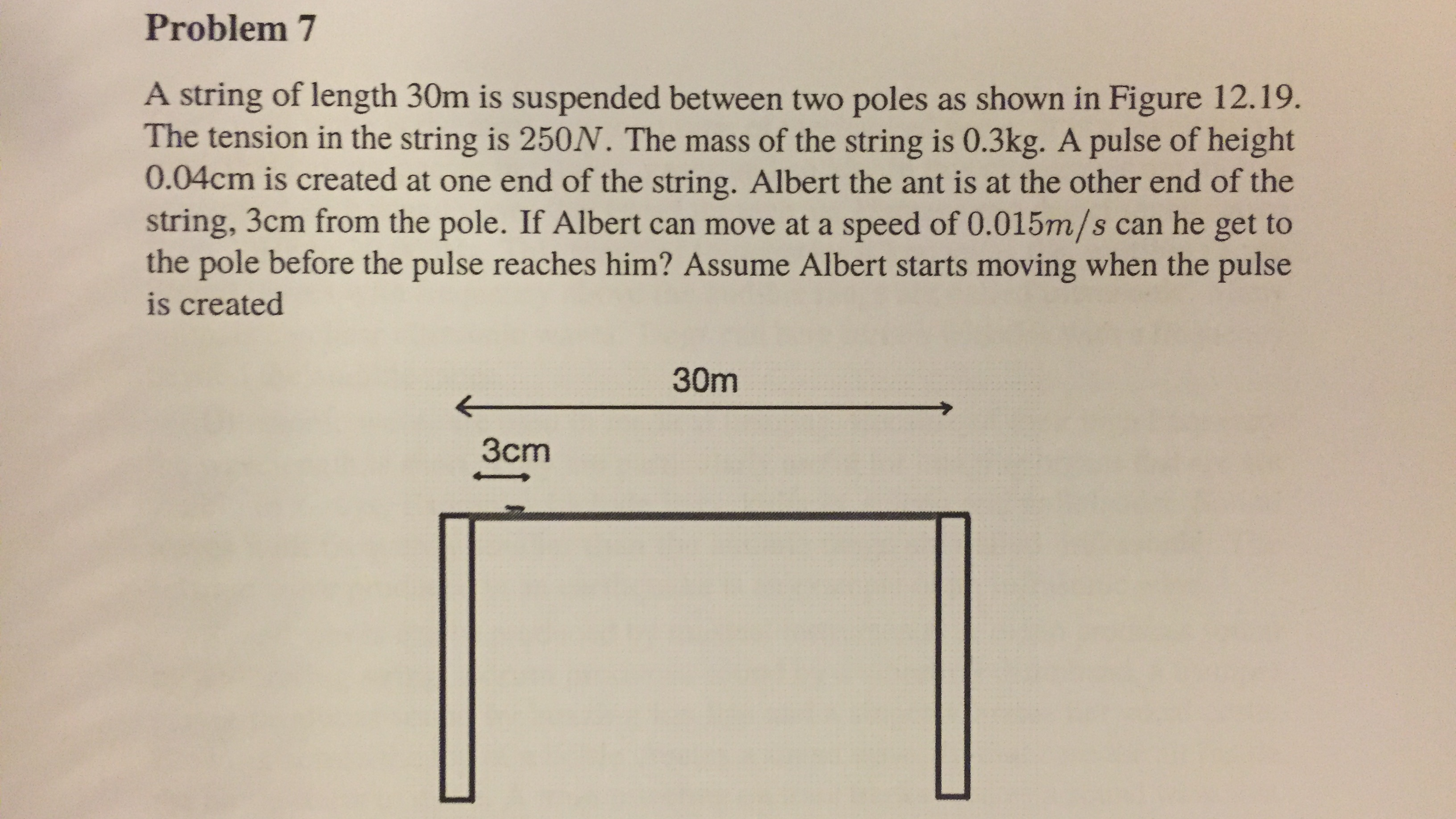 Solved A string of length 30m is suspended between two poles | Chegg.com