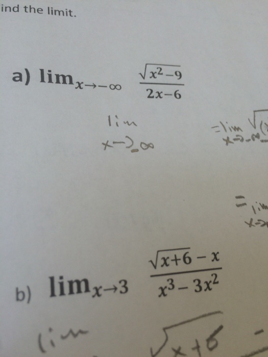 Solved Ind the limit.a) lim x tends to ?infinite Square root | Chegg.com