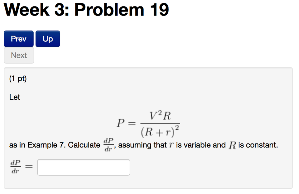 Solved Let P = V^2/R(R + r)^2 as in Example 7. Calculate | Chegg.com