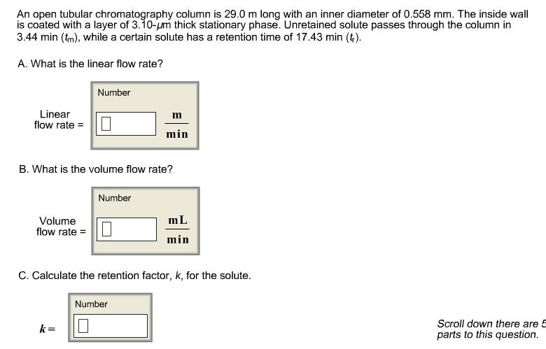 Solved An open tubular chromatography column is 29.0 m long | Chegg.com