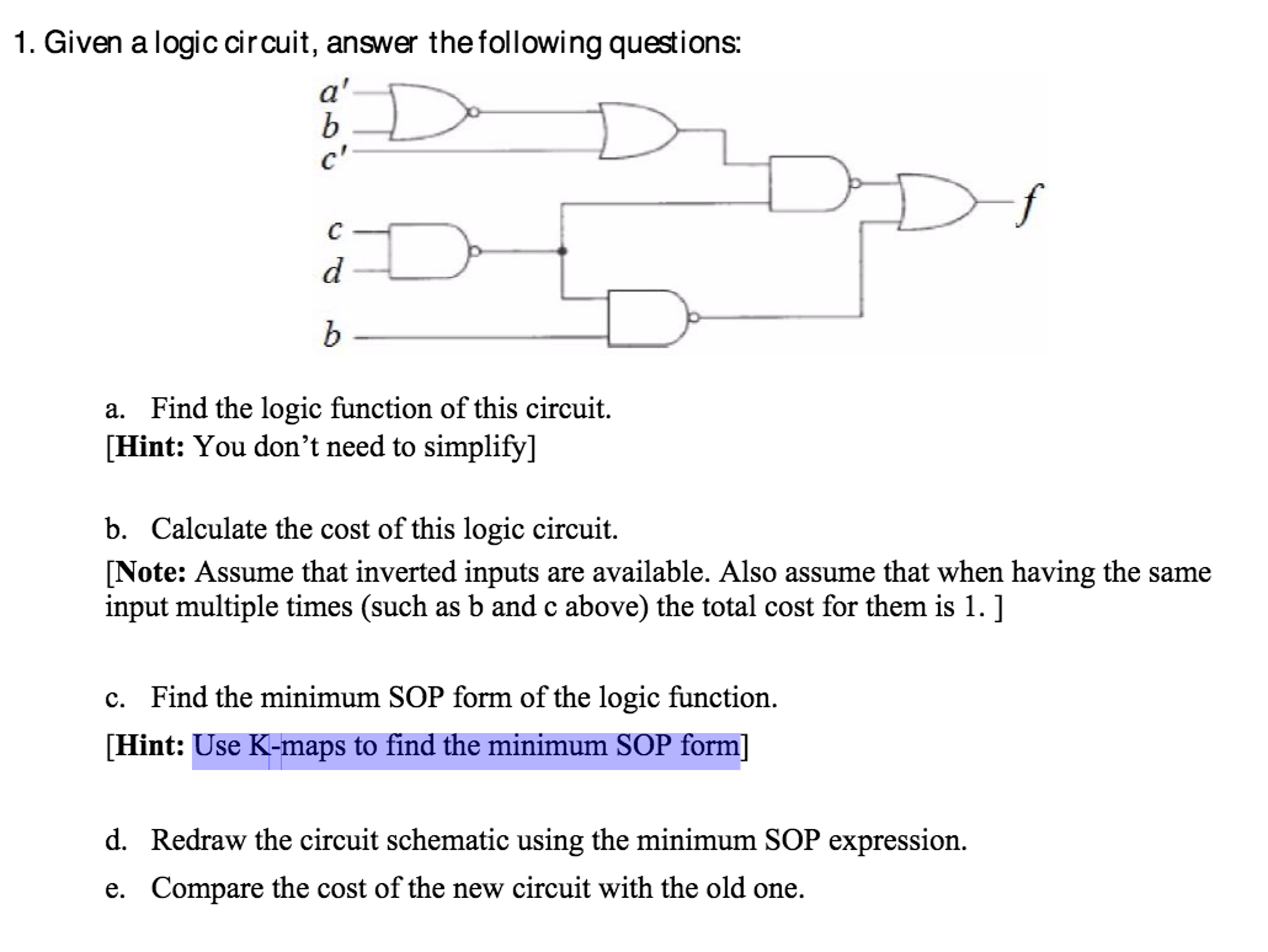 Solved Given a logic circuit, answer the following | Chegg.com