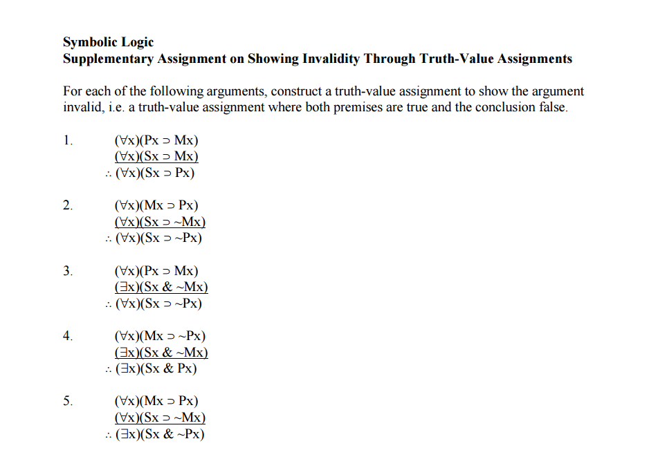 Symbolic Logic Supplementary Assignment on Showing | Chegg.com