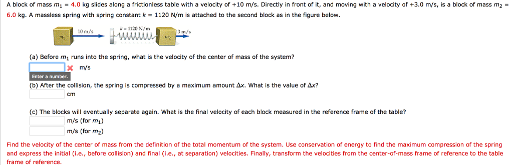 Solved A block of mass m_1 = 4.0 kg slides along a | Chegg.com