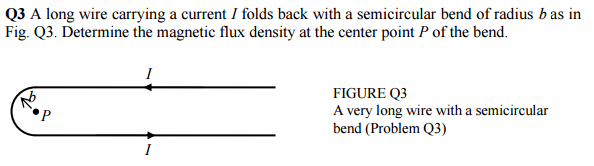 Solved Q3 A long wire carrying a current I folds back with a | Chegg.com
