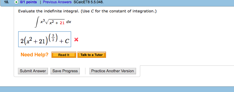 Solved 10. 0/1 points | Previous Answers SCalcET8 5.5.048 | Chegg.com Solved 10. 0/1 points | Previous Answers SCalcET8 5.5.048 | Chegg.com