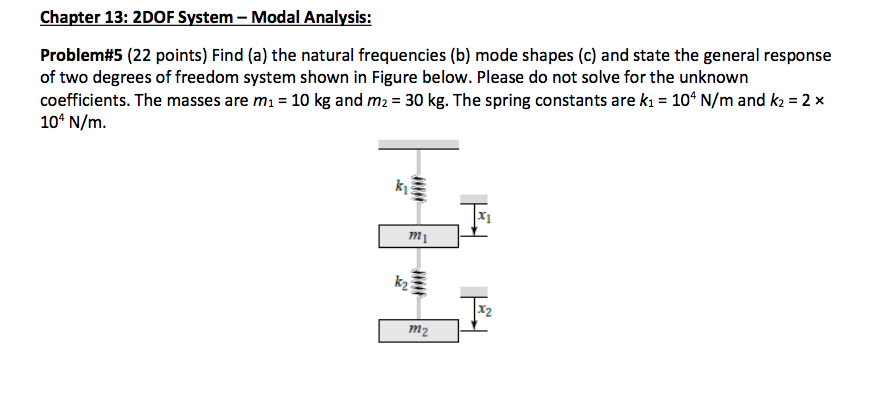 Solved Chapter 13: 2DOF System-Modal Analysis: Problem#5 (22 | Chegg.com