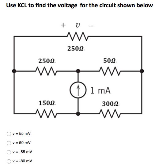 Solved Use KCL to find the voltage for the circuit shown | Chegg.com