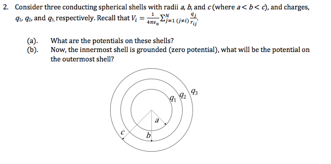 Solved Consider three conducting spherical shells with radii | Chegg.com