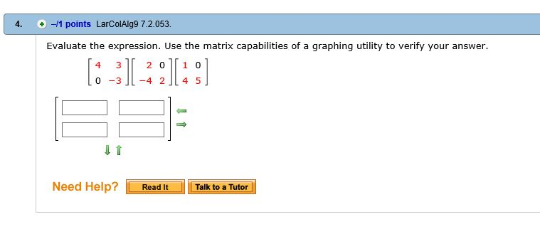 Solved Evaluate the expression. Use the matrix capabilities | Chegg.com