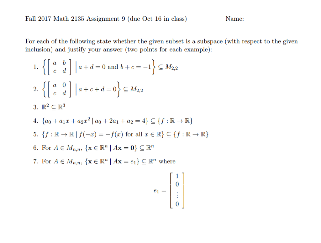 Solved Fall 2017 Math 2135 Assignment 9 (due Oct 16 in | Chegg.com